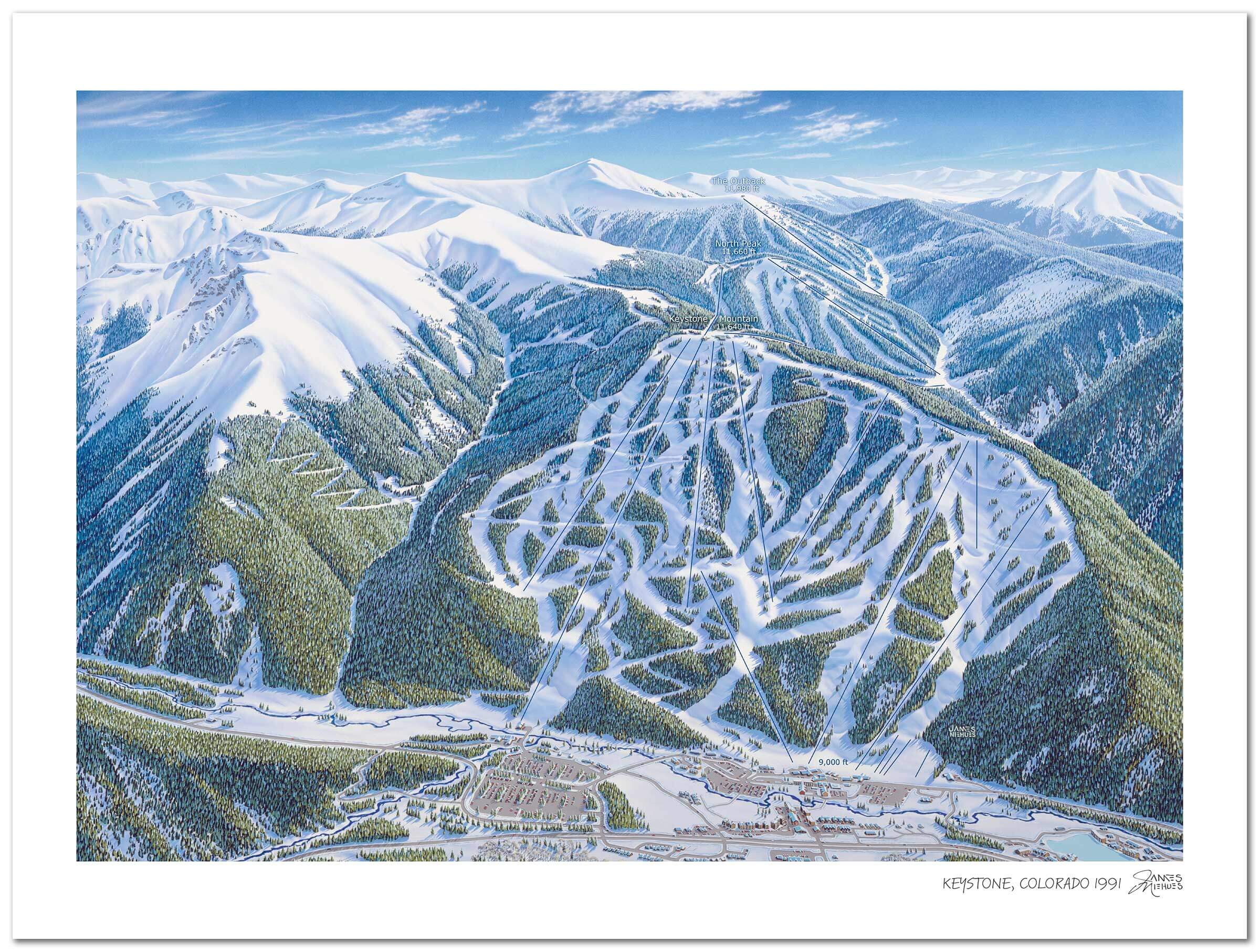 Keystone Colorado Trail Map Keystone Ski Trail Map Framed Print