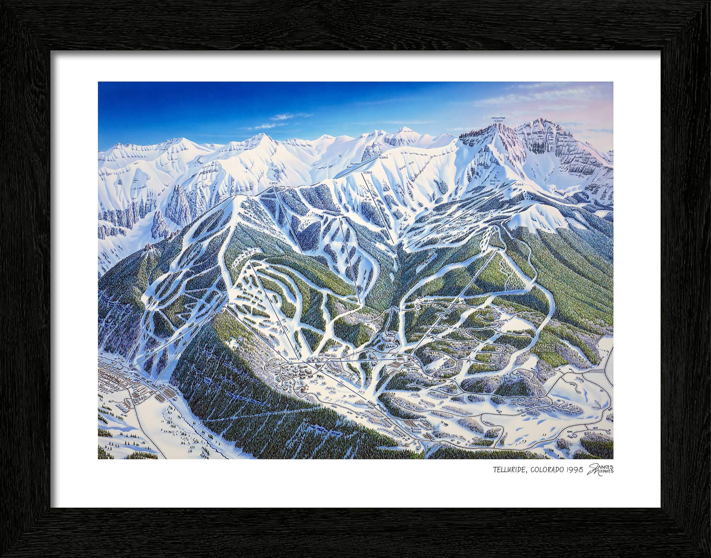 Map Telluride Colorado Area Telluride CO Trail Map Framed Poster
